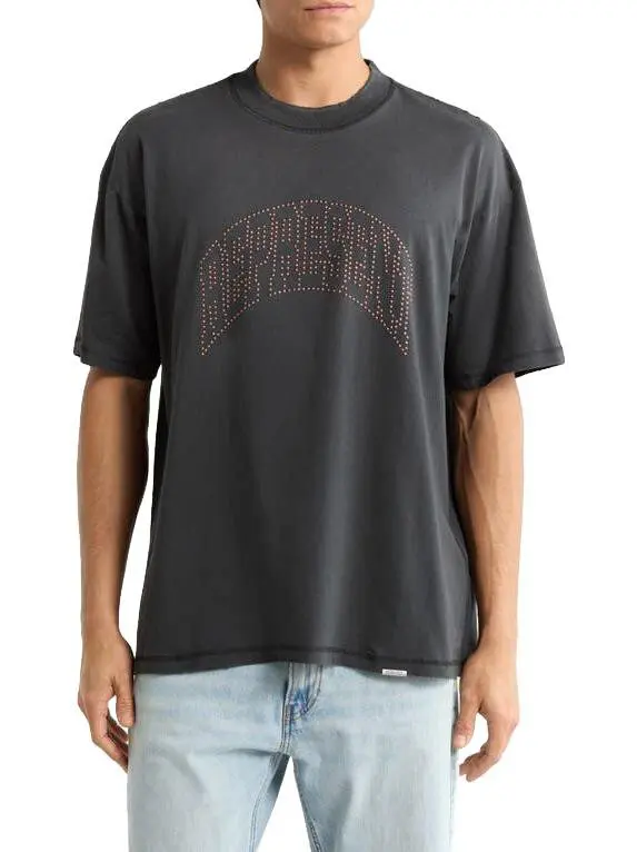 REPRESENT Embellished Stud Logo Cotton Graphic T-shirt - Stained Black
