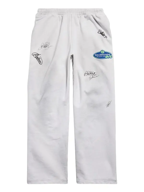 Balenciaga Printed Baggy Fit Trousers - White