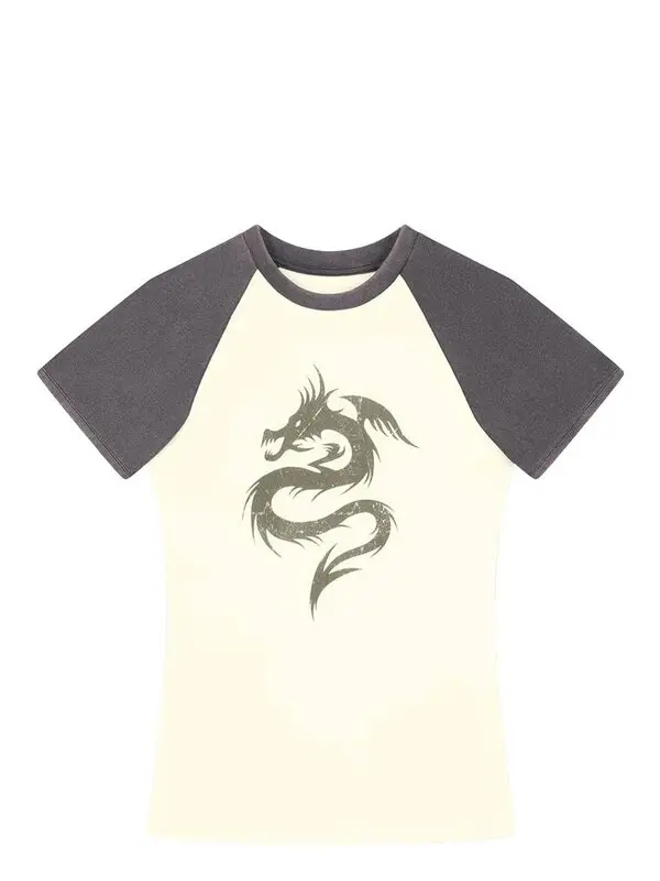 Coperni Dragon Graphic Baby Tee - Yellow