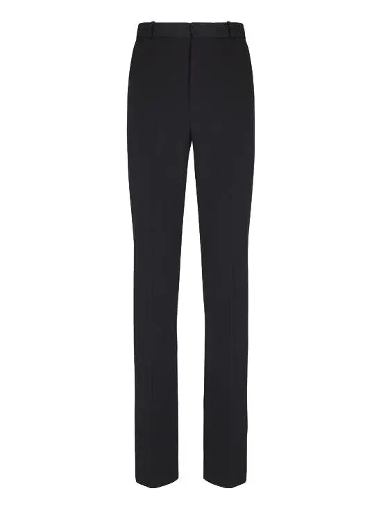 Balmain Wool Darted Trousers - Black