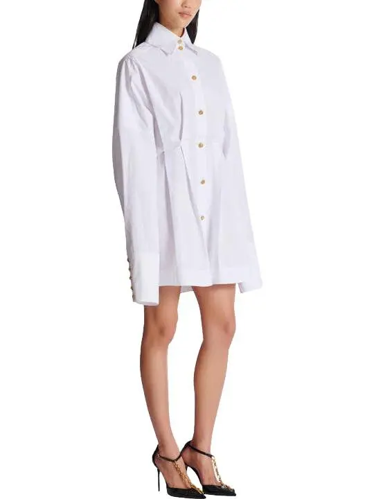 Balmain Poplin Shirt Dress - White