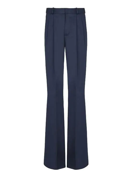 Balmain Darted Cotton Twill Trousers - Navy