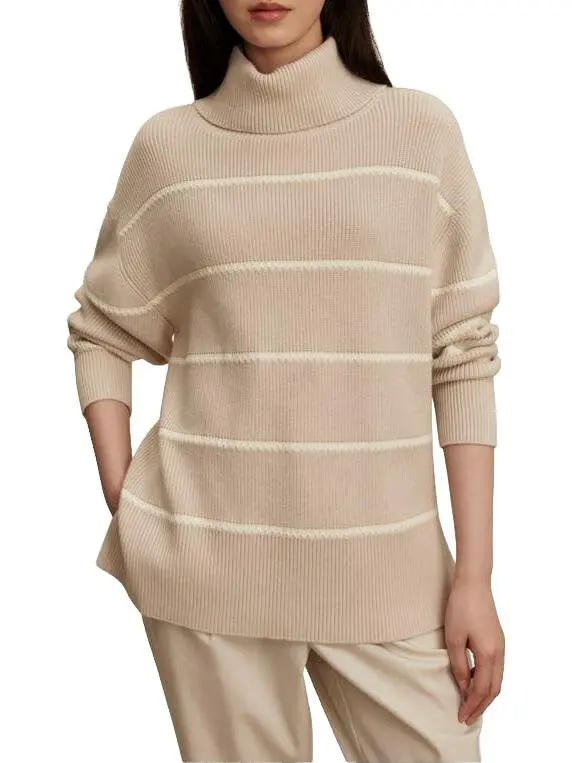 Varley Hamish Split Turtleneck Sweater - Silver Birch