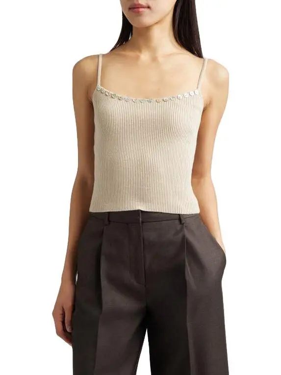 Staud Soleil Wool & Cotton Rib Sweater Tank - Fawn