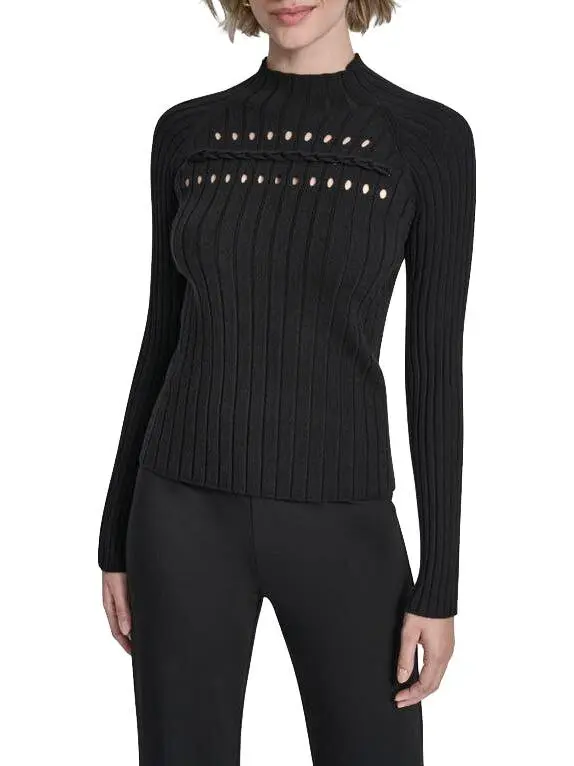 Dkny Cord Detail Ribbed Sweater - Black