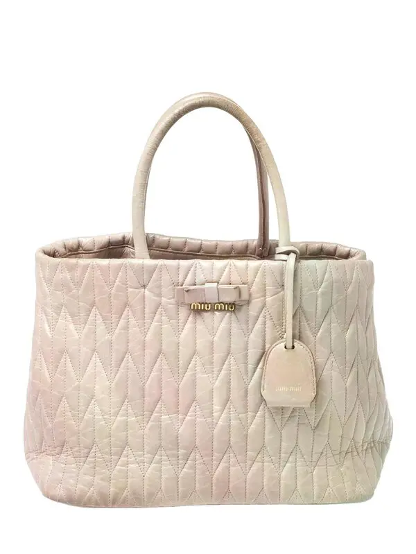Miu Miu Matelassé Leather Tote - Pink