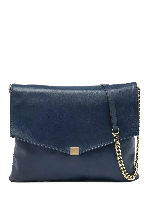 Carolina Herrera Foldover Leather Shoulder Bag - Blue