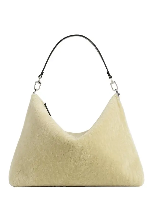 TOTEME Medium Bevel Shearling Shoulder Bag - Beige