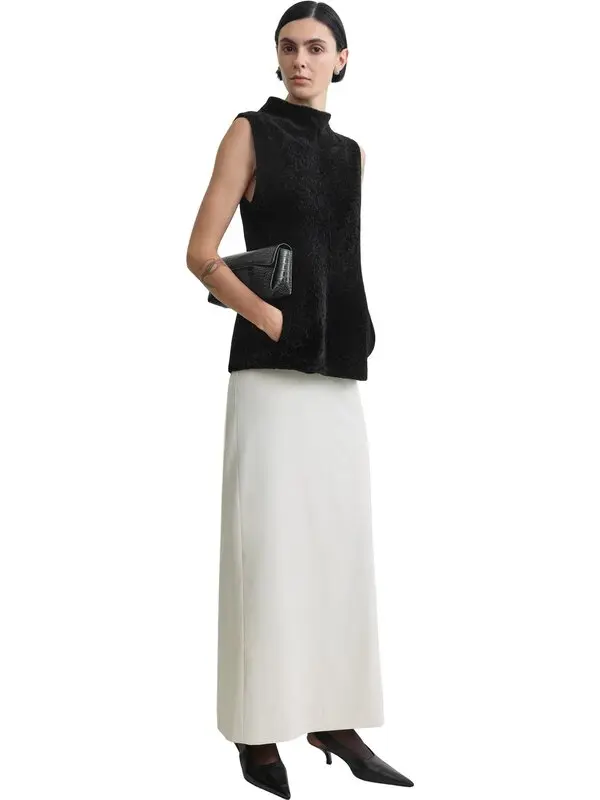 TOTEME Sleeveless Shearling And Leather Top - Black