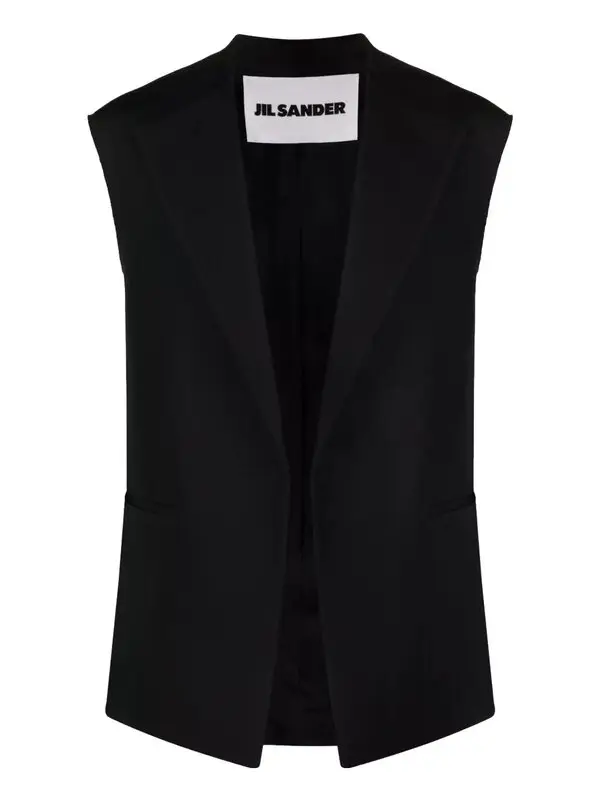 JIL SANDER Tailored Vest With Frayed Edge - Black