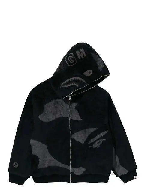 BAPE Camo Shark Full Zip Sherpa Jacket - Black
