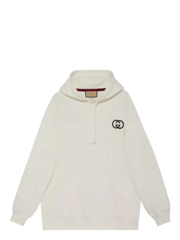Gucci Interlocking G Drawstring Hoodie - Ecru