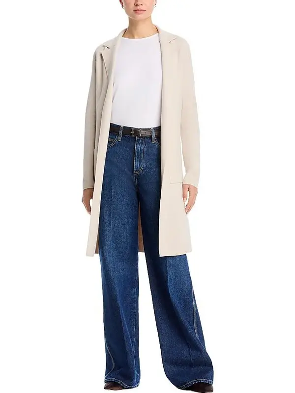 SIONI Knit Belted Cardigan Sweater - Winter White