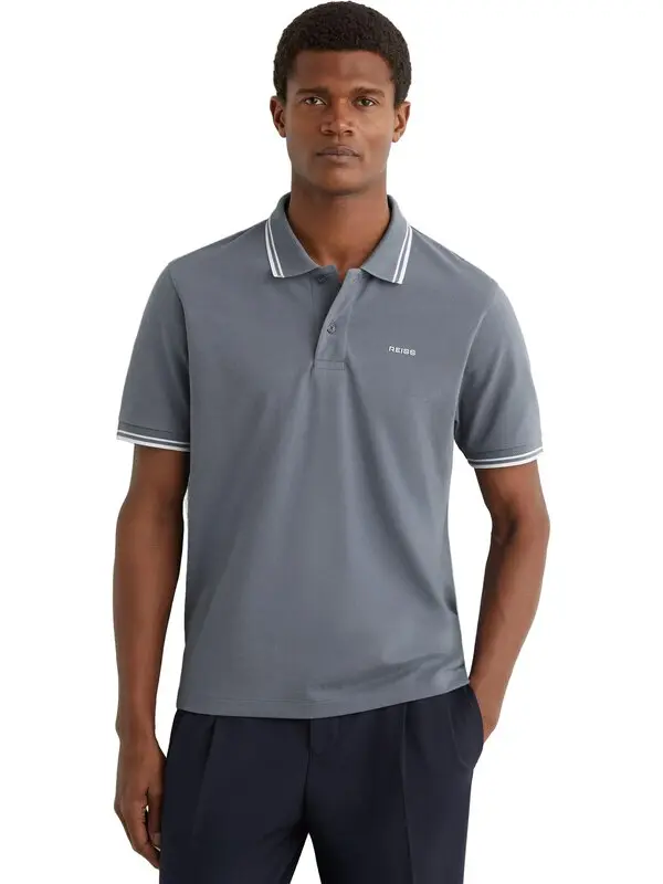 REISS Orson Cotton-piqué Logo Polo Shirt - Airforce Blue