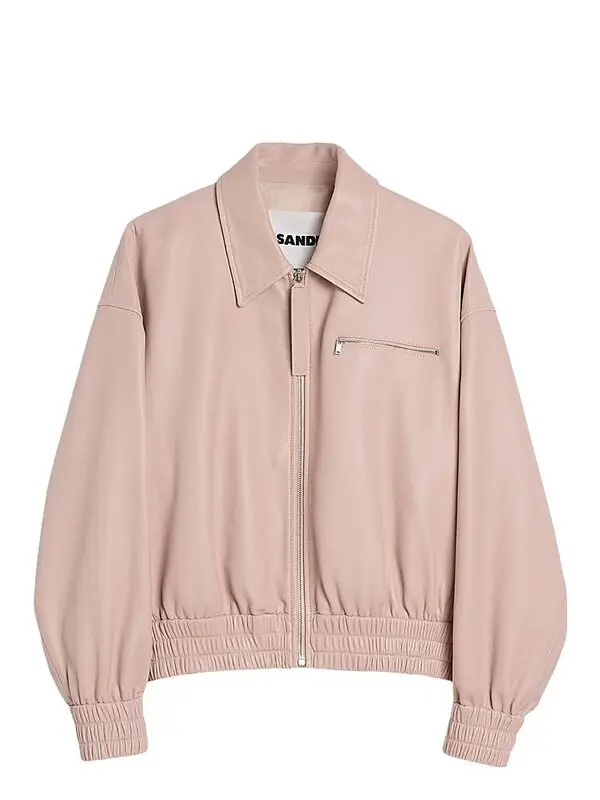 JIL SANDER Leather Bomber Jacket - Morganite