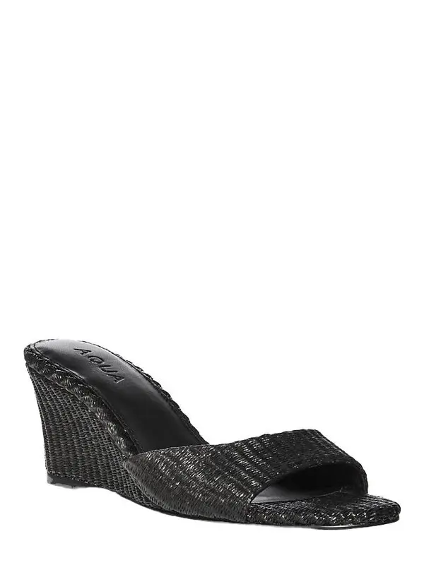 Aqua Katey Wedge Sandals - Black
