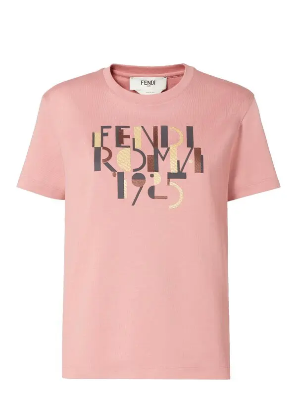 Fendi Logo Printed T-shirt - Pink