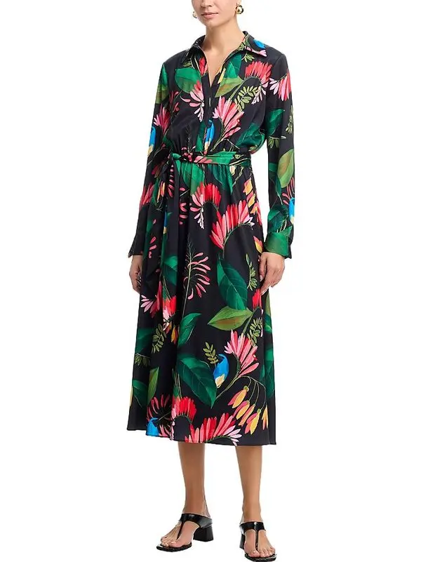 T Tahari Long Sleeve Faux Wrap Dress - Tropical Wonder