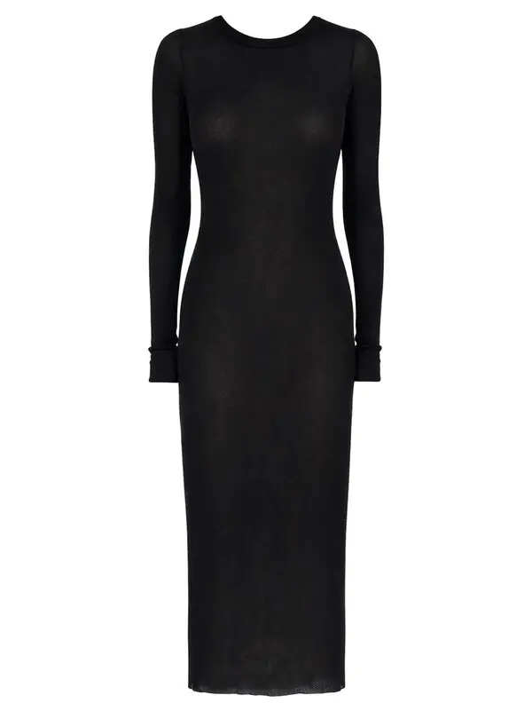 Rick Owens Long-sleeved Midi Dress - Black