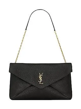 Saint Laurent Cassandre Large Pouch On Chain - Black