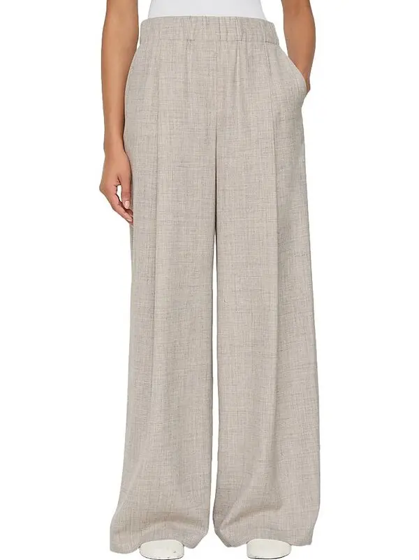 Lafayette 148 New York Astor Wide Leg Pleat Pants - Taupe Multi