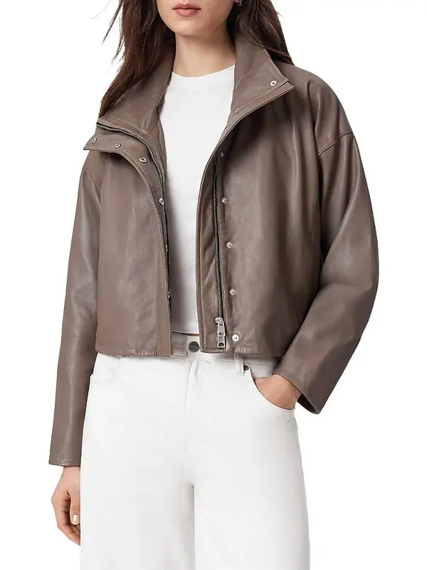 ALLSAINTS Ryder Leather Jacket - Mocha Brown