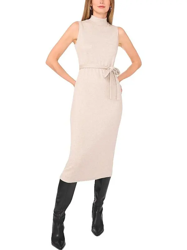 Vince Camuto Sleeveless Mock Neck Dress - Dusty Oatmeal