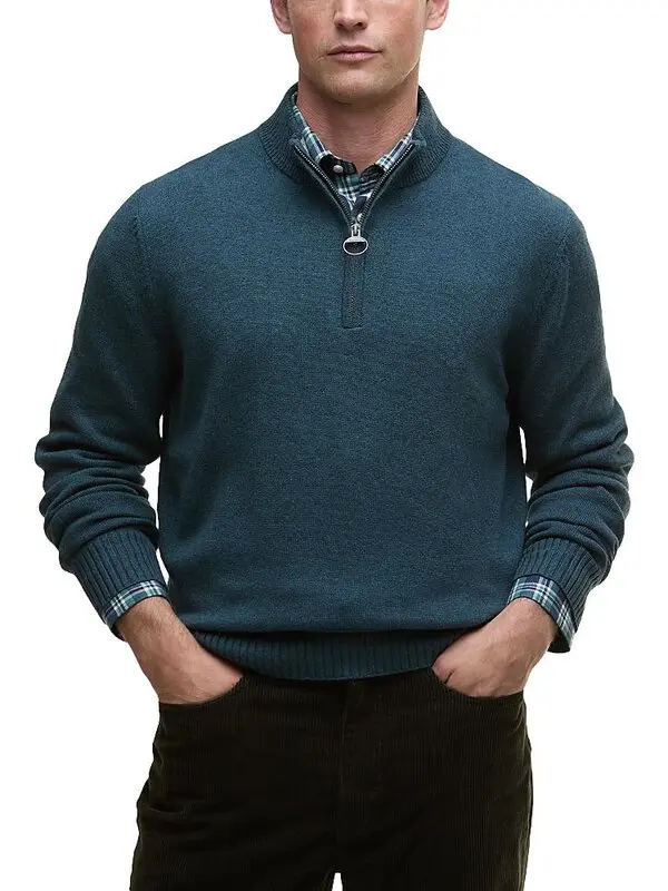 Barbour Kelson Half Zip Knitted Jumper Sweater - Mallard Green