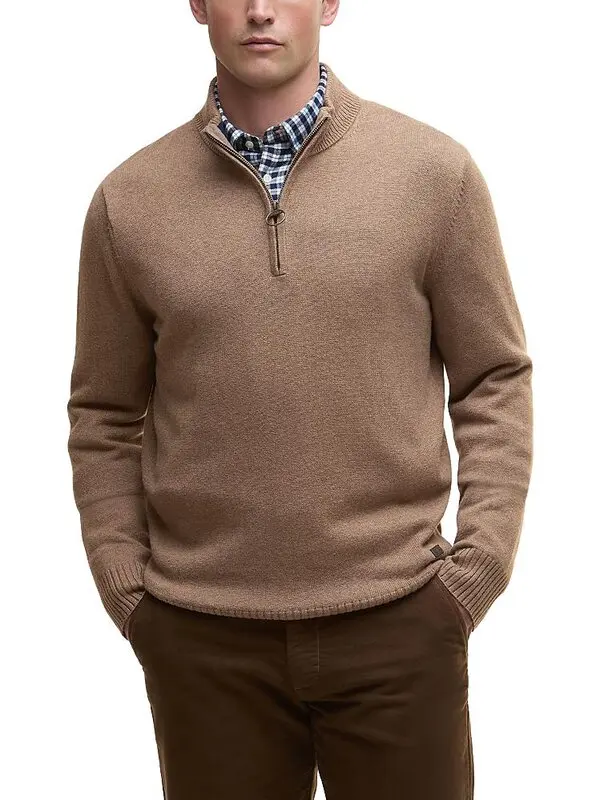 Barbour Kelson Half Zip Knitted Jumper Sweater - Stone