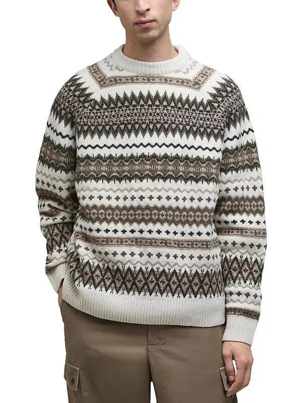 Barbour Hase Brushed Fair Isle Crewneck Sweater - Whisper White