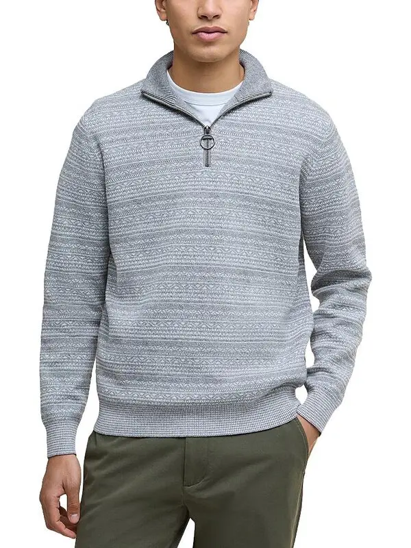 Barbour Dartfield Quarter Zip Knitted Sweater - Light Grey