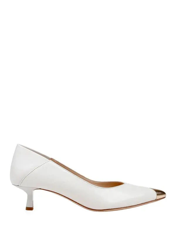 L'Agence Garlan Leather Kitten Heel Pump - Pearl Leather