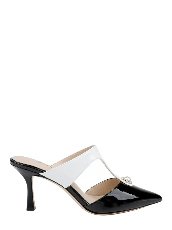 L'Agence Bayonne Mule - Black/white Patent