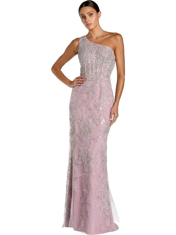 Mac Duggal Hand-embellished One-shoulder Evening Gown - Purple