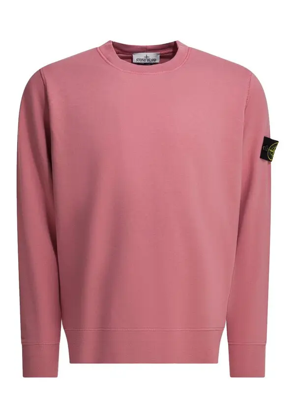 Stone Island Crewneck Sweater With Logo Patch - Pink