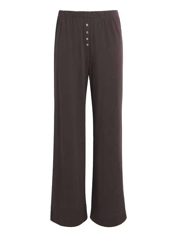 LESET Cotton Pointelle Lounge Trousers - Brown