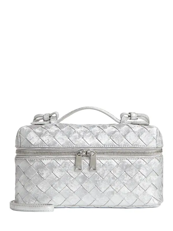 Bottega Veneta Calfskin Bang Bang Vanity Case Bag - Silver