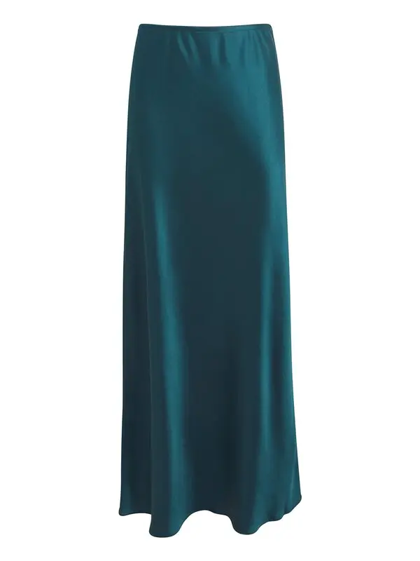 LESET Satin Barb Maxi Skirt - Blue