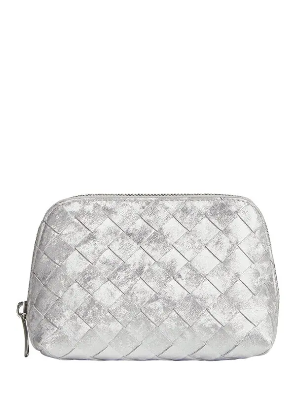 Bottega Veneta Small Intrecciato Half-moon Pouch - Silver