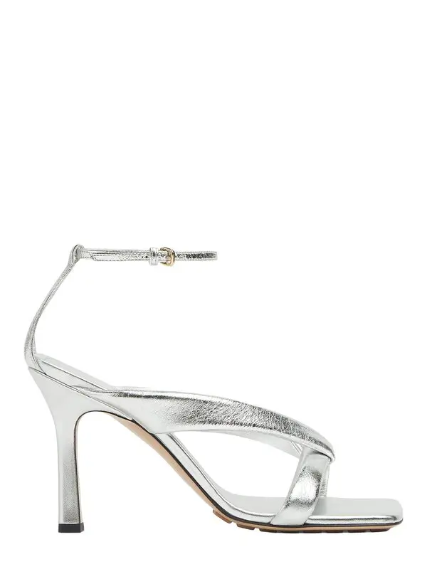 Bottega Veneta Metallic Leather Riva Sandals 90 - Silver