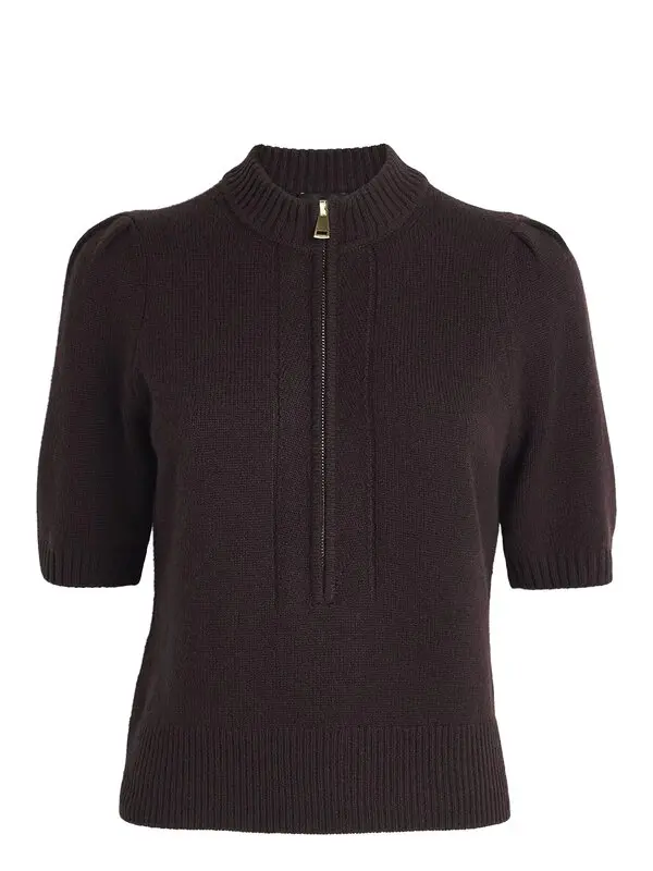 ME+EM Cashmere Half-zip T-shirt - Brown