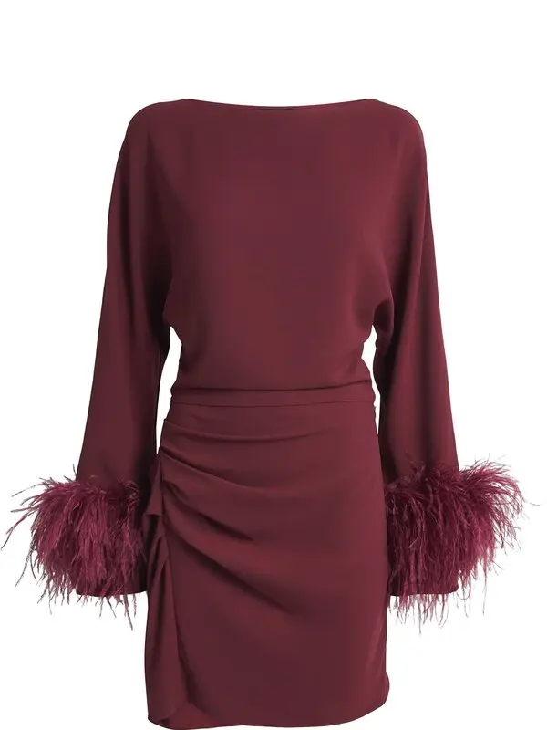 Lapointe Feather-trim Mini Dress - Burgundy