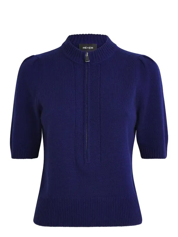 ME+EM Cashmere Half-zip T-shirt - Blue