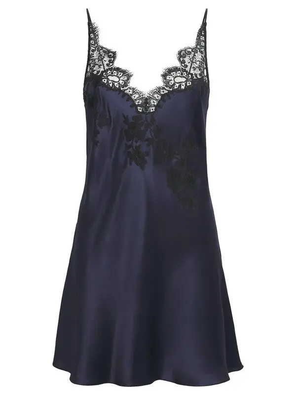 Carine Gilson Silk Babydoll Julia Slip Dress - Navy