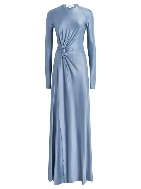 Victoria Beckham Satin Twist-waist Gown - Blue