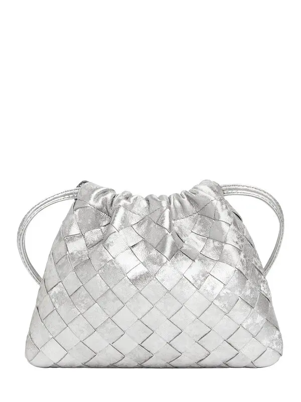 Bottega Veneta Small Intreccio Weave Cross-body Bag - Silver