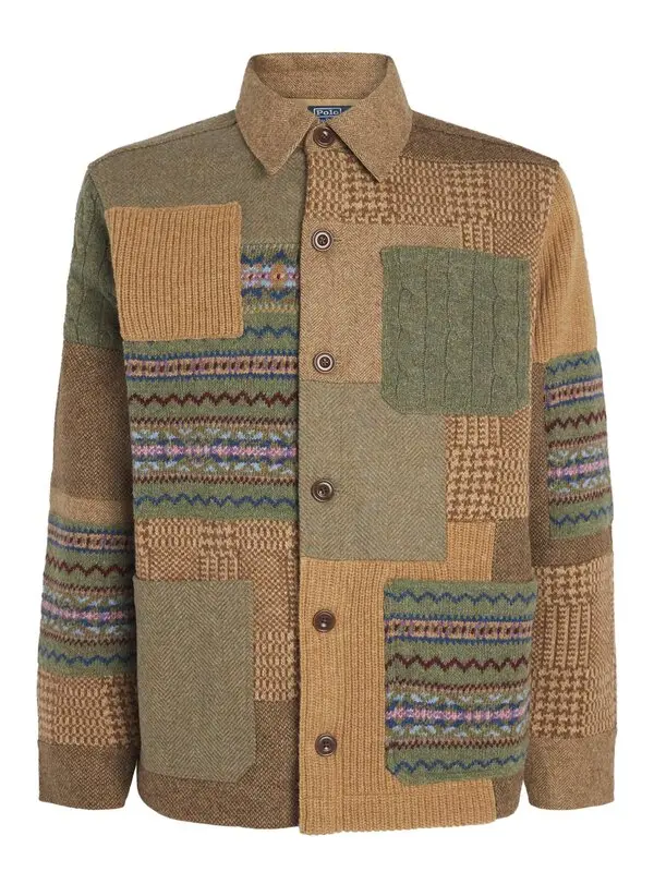 Polo Ralph Lauren Wool-cashmere Patchwork Utility Cardigan - Brown