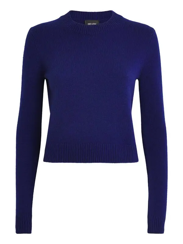 ME+EM Cashmere Cropped Pullover - Blue