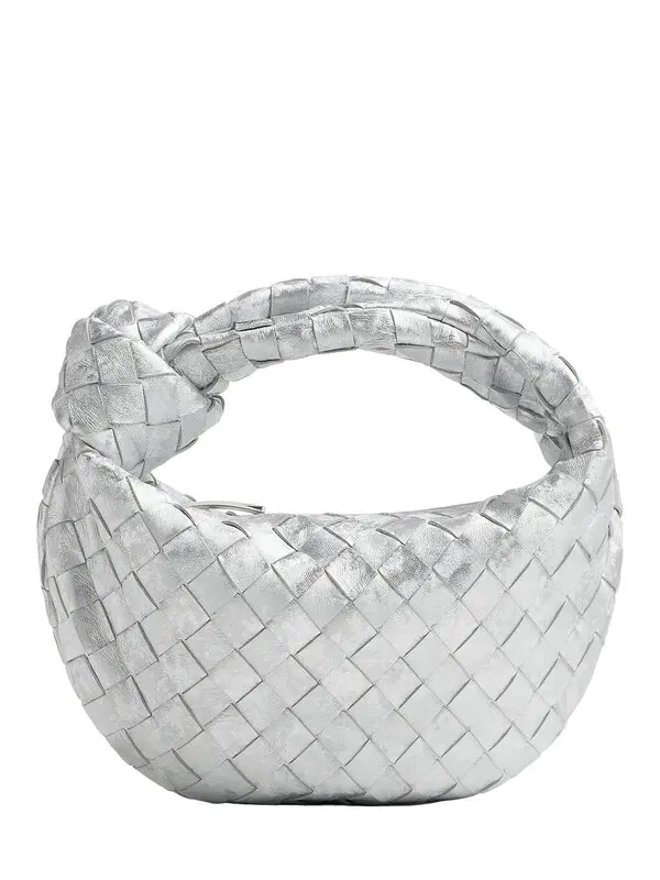 Bottega Veneta Mini Lambskin Jodie Top-handle Bag - Silver