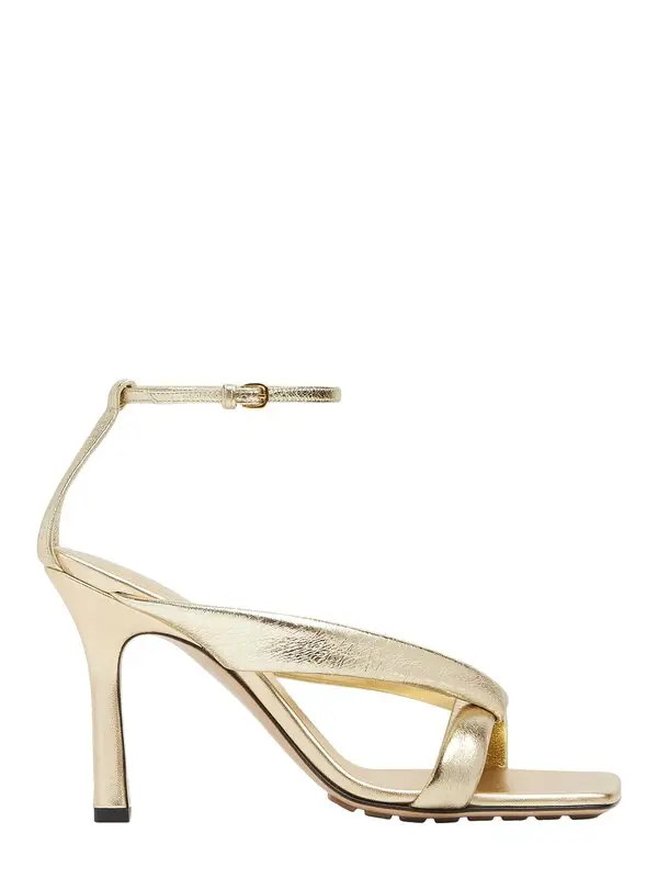 Bottega Veneta 90 Riva Heeled Sandals - Silver